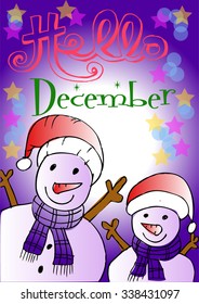Hello December Greeting Card Stock Vector (Royalty Free) 338431097 ...