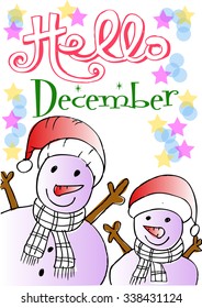 Hello December Greeting Card Stock Vector (Royalty Free) 338431097 ...