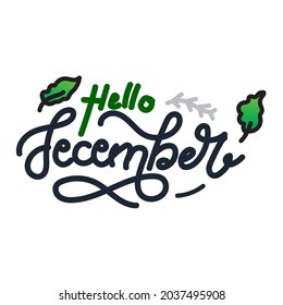 Hello December Hand Brush Leaf Template Stock Vector (Royalty Free ...