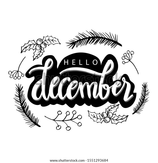 Hello December Lettering Greeting Card Stock Vector (Royalty Free ...