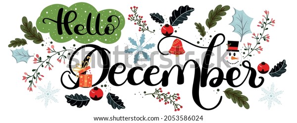 Hello December December Month Text Hand Stock Vector (Royalty Free ...
