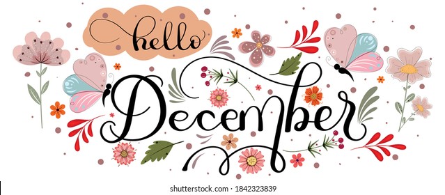 Hello December December Month Vector Hand Stock Vector (Royalty Free ...