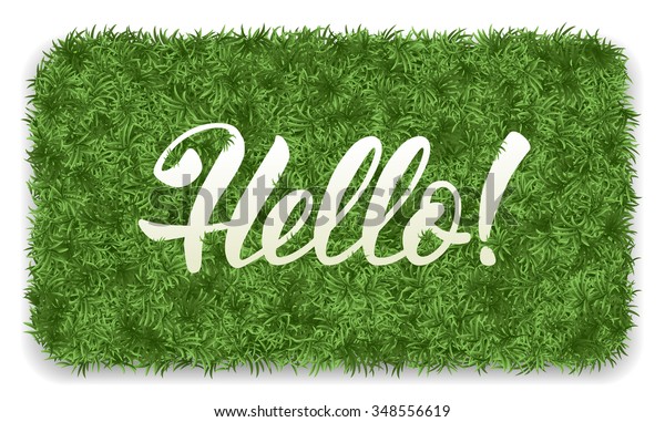 Hello Doormat Green Grass Calligraphic Inscription Stock Vector ...
