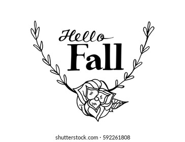 Hello Fall Hand Lettering Design Fall Stock Vector (Royalty Free ...