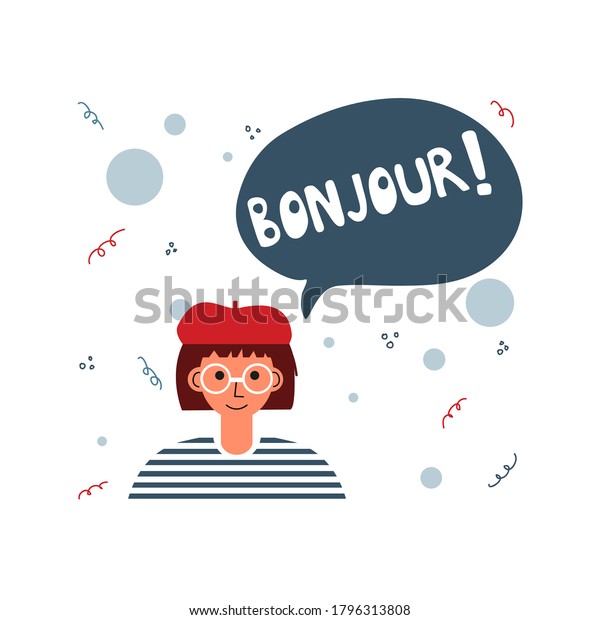 Hello French Cartoon Bubble Learn French Stock Vector (Royalty Free ...