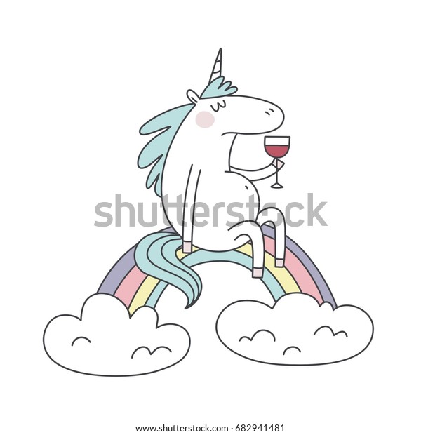 Hello Friday Unicorn Wine Stock Vector (Royalty Free) 682941481