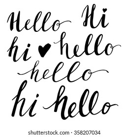 Hello Handlettering Words Set Handmade Vector Stock Vector (Royalty ...