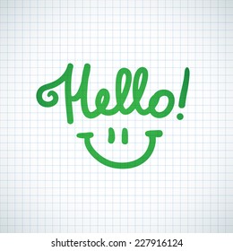 Hello Handwritten Text Smile On Squared Stock Vector (Royalty Free ...