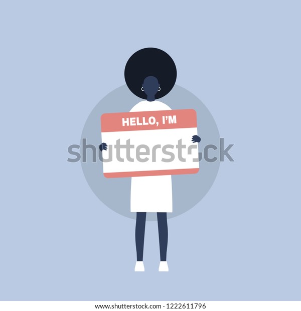Hello Im Badge Young Black Female 스톡 벡터(로열티 프리) 1222611796 | Shutterstock