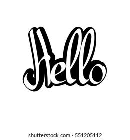 Hello Isolated Sticker Calligraphy Lettering Word Stock Vector (Royalty ...