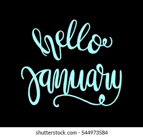 Hello January Hand Lettered Quote Modern Stock Vector (Royalty Free ...