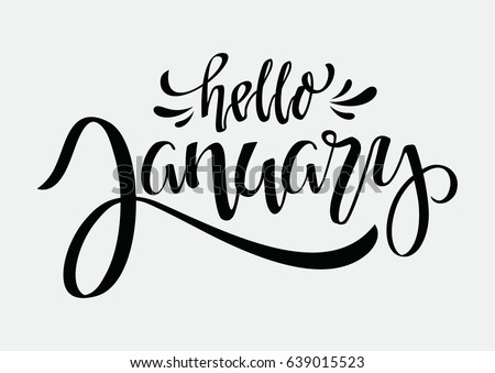 Hello January Hand Lettering Vector Illustration Stock Vector (Royalty ...