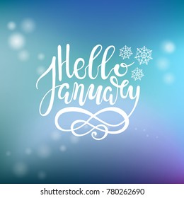 Hello January Lettering Illustration Vector Design Stock Vector ...