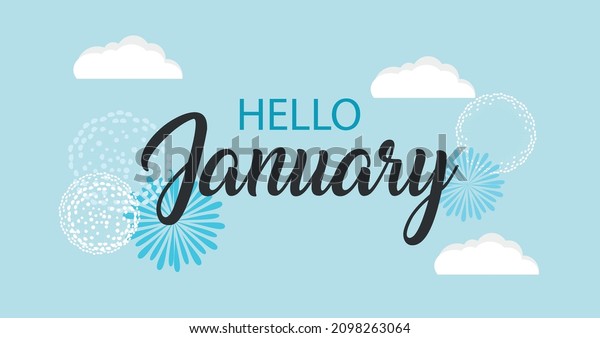 Hello January Vector Calligraphy New Year Stock Vector (Royalty Free ...