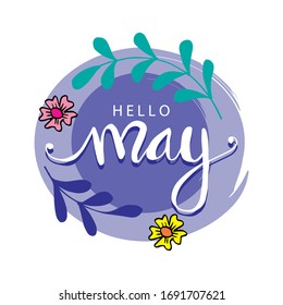 Hello May Hand Drawn Design Calligraphy Stock Vector (Royalty Free ...