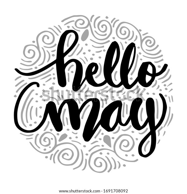 Hello May Hand Drawn Design Calligraphy Stock Vector (Royalty Free ...