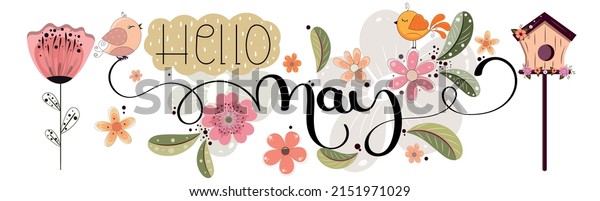 Hello May May Month Vector Flowers Stock Vector (Royalty Free ...