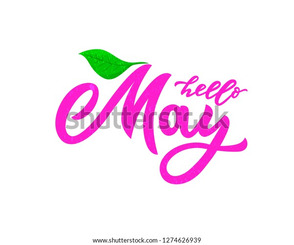 Hello May Texthandwritten Lettering Isolated Phrase Stock Vector ...