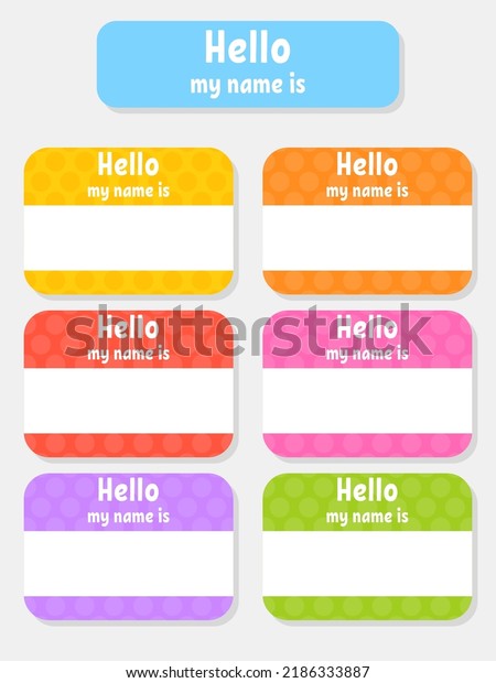 Hello Name Badge Bright Stickers Rectangular Stock Vector (Royalty Free ...