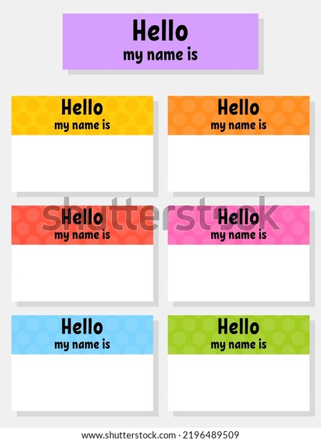 Hello Name Badge Bright Stickers Rectangular Stock Vector (Royalty Free ...