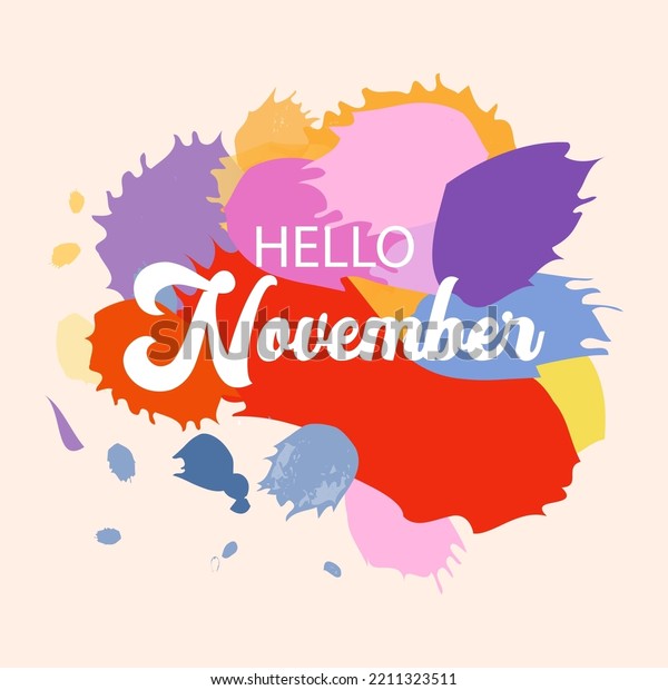 Hello November Welcome November Text Greetings Stock Vector (Royalty ...