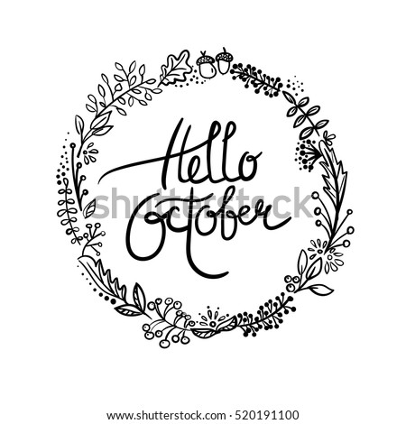 Hello October Hand Lettering Isolated On Stock-Vektorgrafik (Lizenzfrei ...