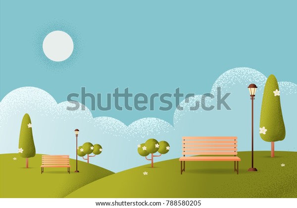 Hello Park Natural Landscape Flat Modern Stock Vector (Royalty Free ...