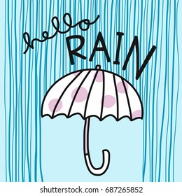 Hello Rain Word Umbrella Rain Vector Stock Vector (Royalty Free ...