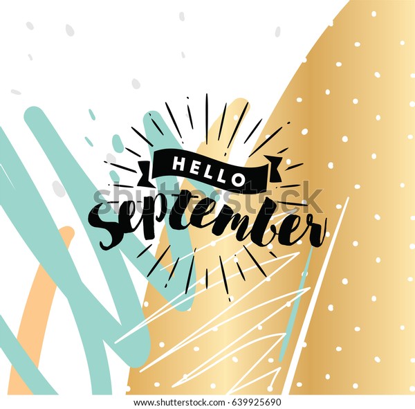 Hello September Inspirational Quote Typography Calendar Stock Vector ...