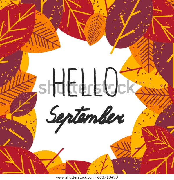 Hello September Lettering Illustration Poster Greeting Stock Vector ...