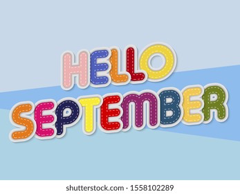 Hello September Letters Banner Border Stitches Stock Vector (Royalty ...