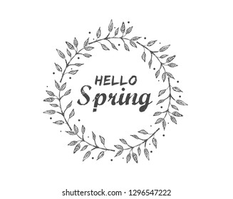 Hello Spring Card Decorative Floral Frame Stock Vector (Royalty Free ...