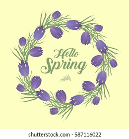 Hello Spring Floral Frame Text Isolated Stock Vector (Royalty Free ...
