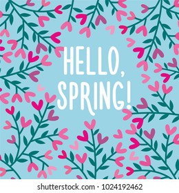 Hello Spring Flowers Plants Vector Illustration Stock Vector (Royalty ...