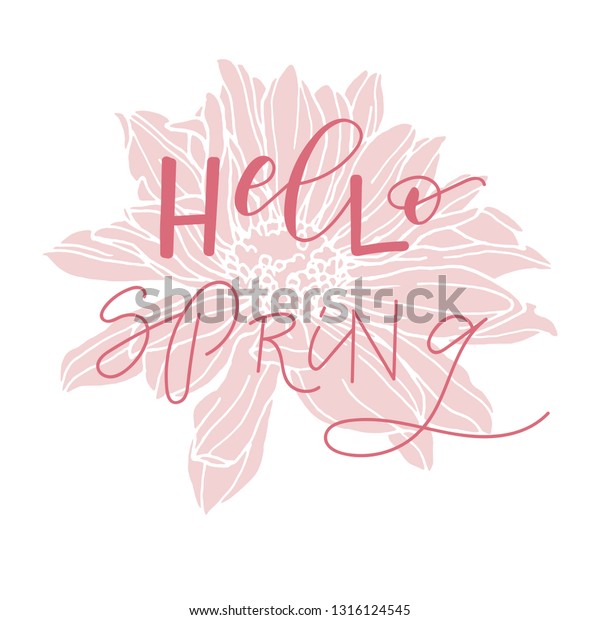 Hello Spring Hand Drawn Lettering Modern Stock Vector (Royalty Free ...