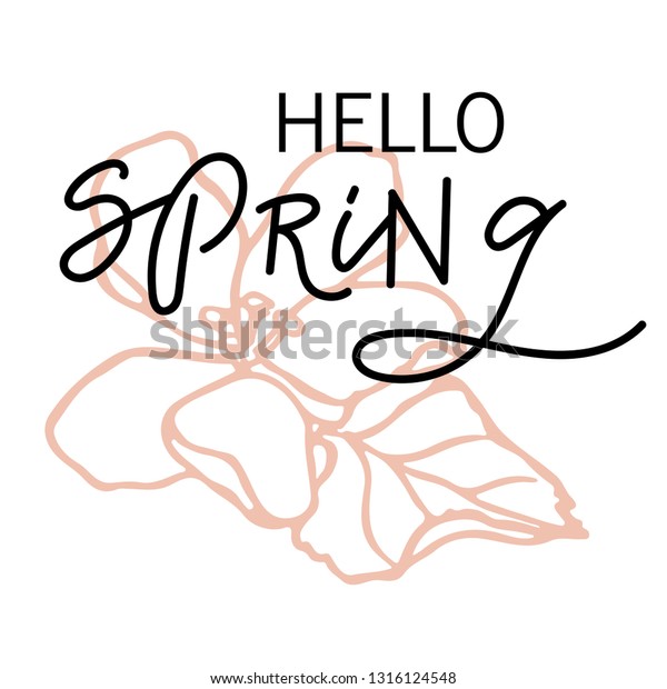 Hello Spring Hand Drawn Lettering Modern Stock Vector (Royalty Free ...