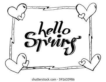 Hello Spring Hand Lettering Design Spring Stock Vector (Royalty Free ...