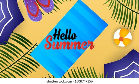 Hello Summer Beach Scene Background Stock Vector (Royalty Free ...