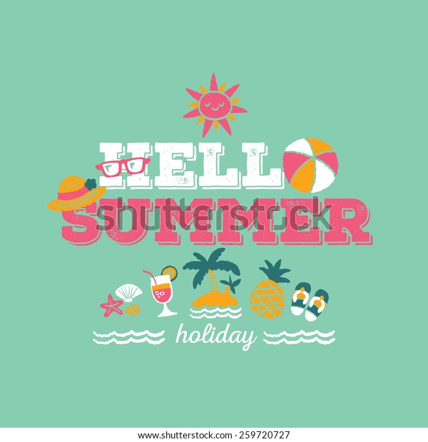 Hello Summer Holiday Freehand Drawing Vector Stock Vector (Royalty Free ...