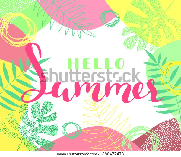 Hello Summer Quote Background Handwritten Lettering Stock Vector ...