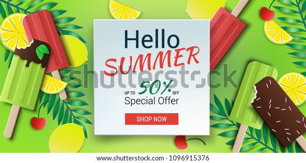 Hello Summer Special Offer Template Vector Stock Vector (Royalty Free ...