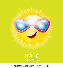 Hello Summer Vector Summer Smiling Sun Stock Vector (Royalty Free ...
