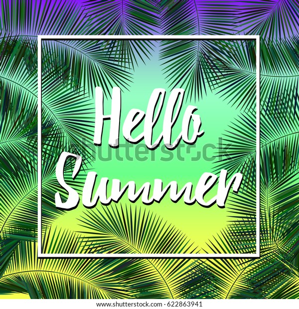 Hello Summer White Lettering Sample On Stock Vector (Royalty Free ...