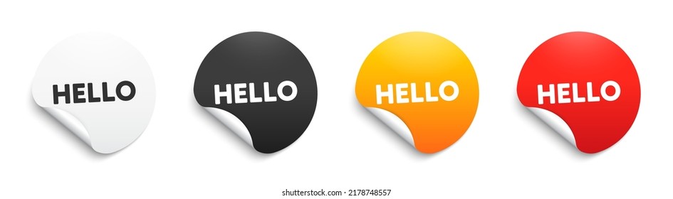 Hello Welcome Tag Round Sticker Badge Stock Vector (Royalty Free ...
