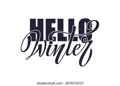 Hello Winter Hand Lettering Calligraphy Vector Stock Vector (Royalty ...
