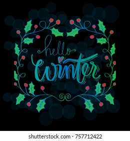 Hello Winter Hand Lettering Calligraphy Stock Vector (Royalty Free ...