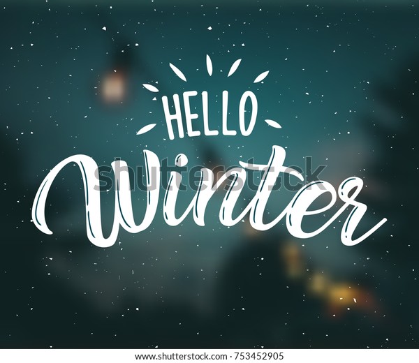 Hello Winter Snow Hand Sketched Logotype Stock Vector (Royalty Free ...