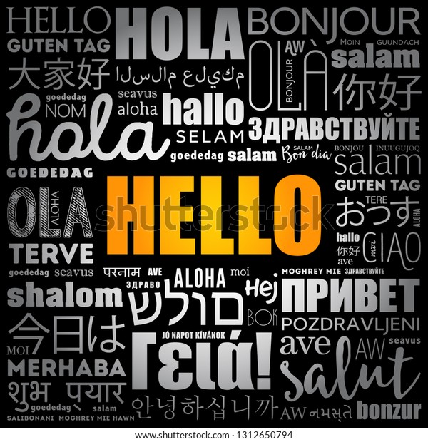 Hello Word Cloud Collage Different Languages: vector de stock (libre de ...