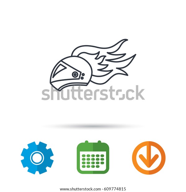 Helmet On Fire Icon Motorcycle Sport Stock Vector (Royalty Free ...