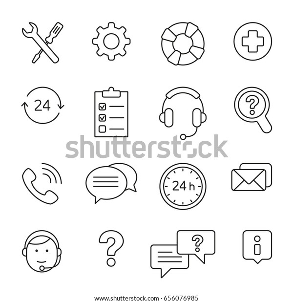 Help Center Thin Monochrome Icon Set Stock Vector (Royalty Free ...